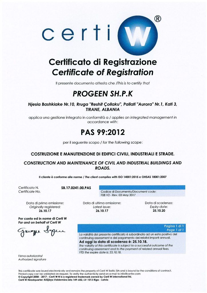 PROGEEN CONSTRUCTION shpk | ACP