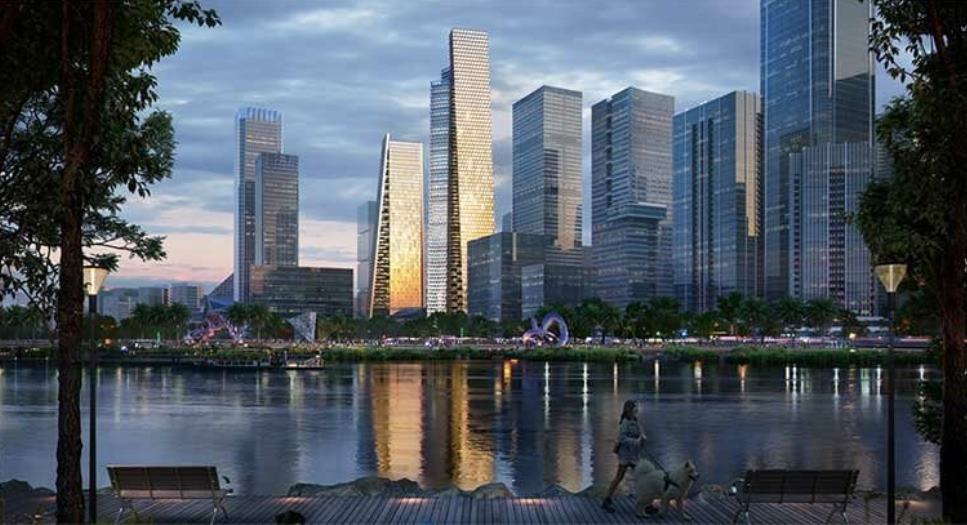 Projekti i dy kullave ne forme prizmi ne Shenzhen