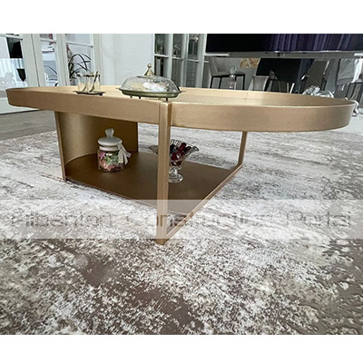 Tavoline moderne salloni me strukture hekuri ngjyre gold | Artisan