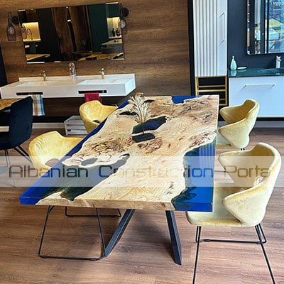 Tavoline dru natyral dhe rezine epokside | Bicaku Stone