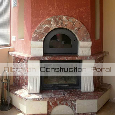 Oxhak dhe furre pjekje me dere xhami, dekor klasik | FUSHA KAMIN