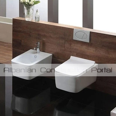 Komplet WC dhe Bide porcelani moderne me kapje ne mur | Ideal Hidrosanitare